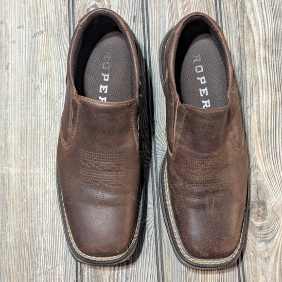 Roper | Shoes | Roper Size 95 Mens Brown Leather Slipon Boots Clogs ...